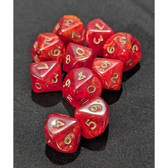 Crystal Caste | Toys | Vintage Crystal Caste Ancient Red Mist With Gold Oop Set Of D10 Dice Lnc ...